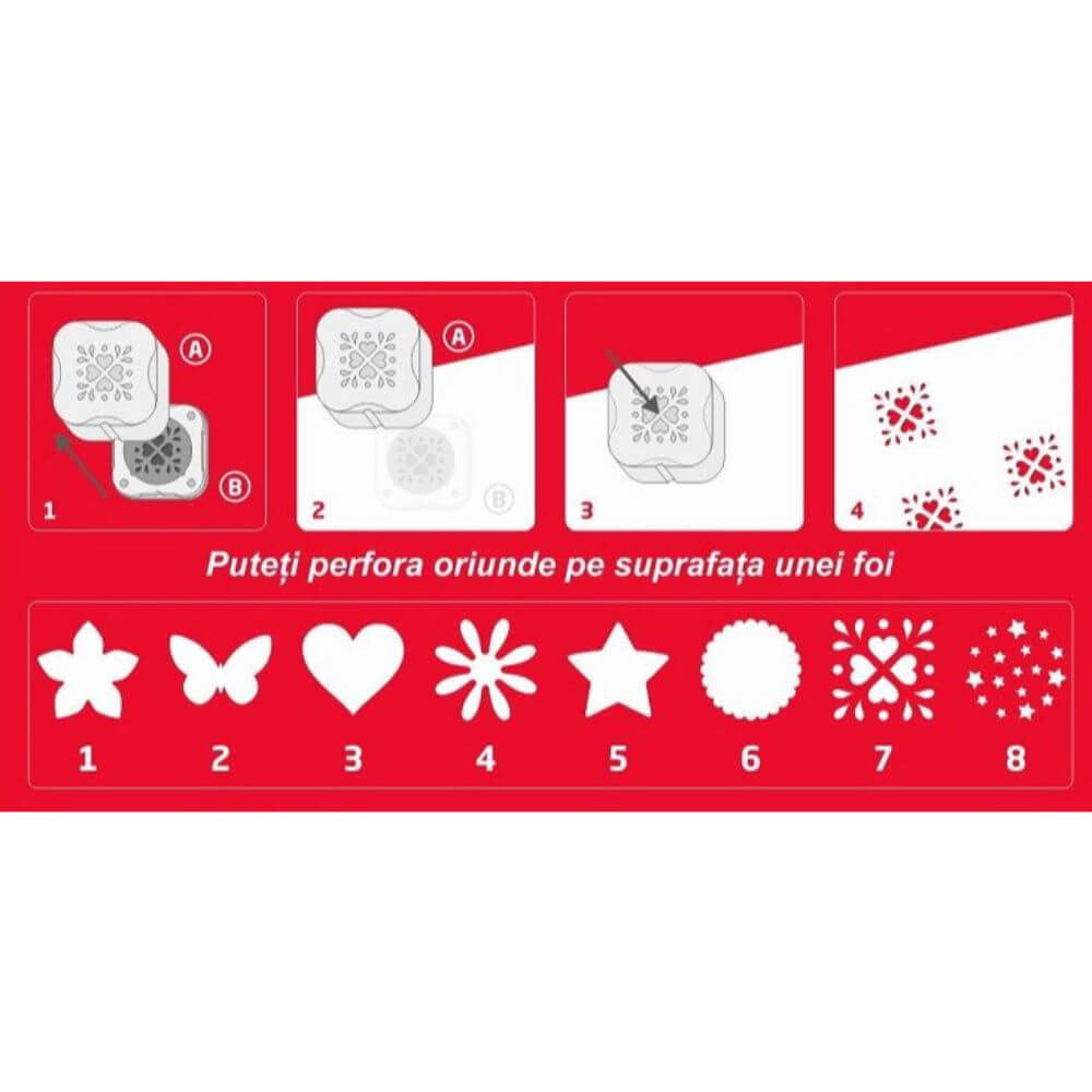 Perforator DACO Hobby Magnetic, Perforare 3.7 cm, Model Floare, Crem ...