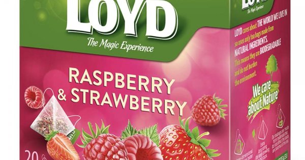 Ceai Loyd zmeura si capsuni, piramida, 2 g, 20 plicuri/cutie. Descopera ...