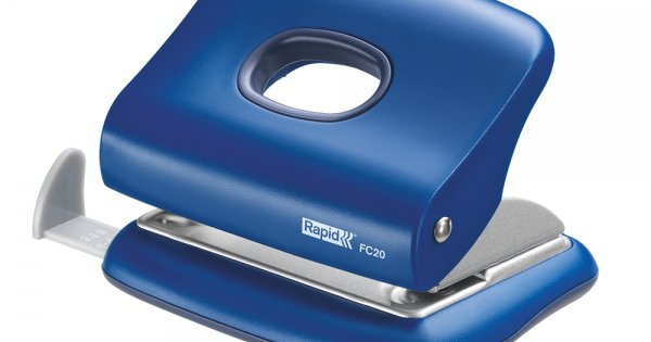 Perforator plastic Rapid FC20, 20 de coli, cutie, albastru. Descopera ...