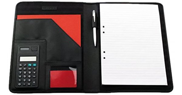 Mapa conferinte A4, imitatie piele neagra, cu buzunare si calculator ...