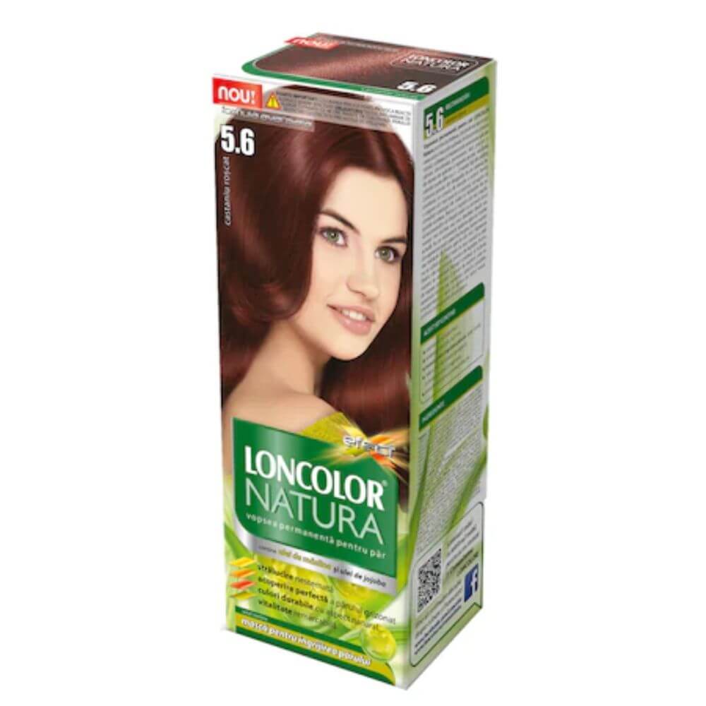 Vopsea de Par Permanenta LONCOLOR Natura 5.6, Castaniu Roscat, 100 ml ...